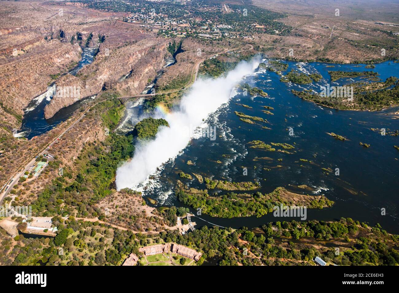 Victoria Falls and Zambezi River, Mosi-oa-Tunya, one of the world's ...