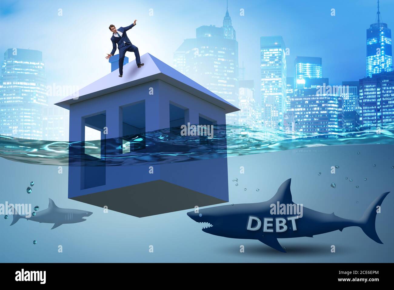 Mortgage repayment failure concept with the man Stock Photo - Alamy