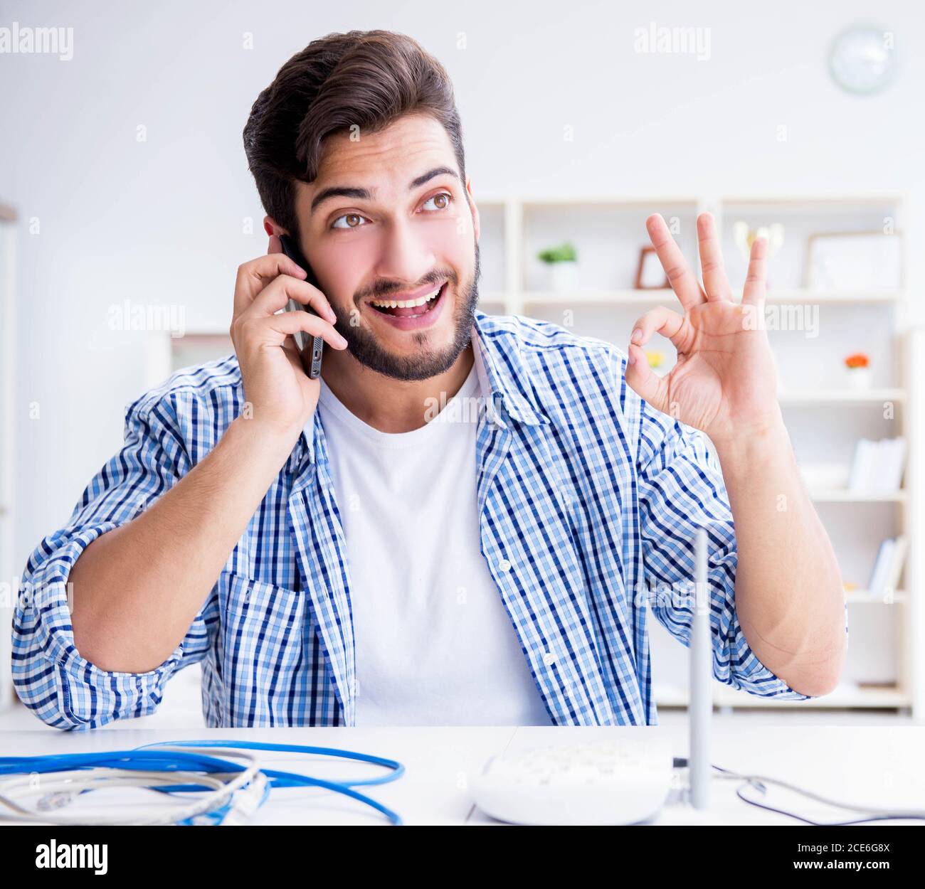 The man enjoying fast internet connection Stock Photo - Alamy