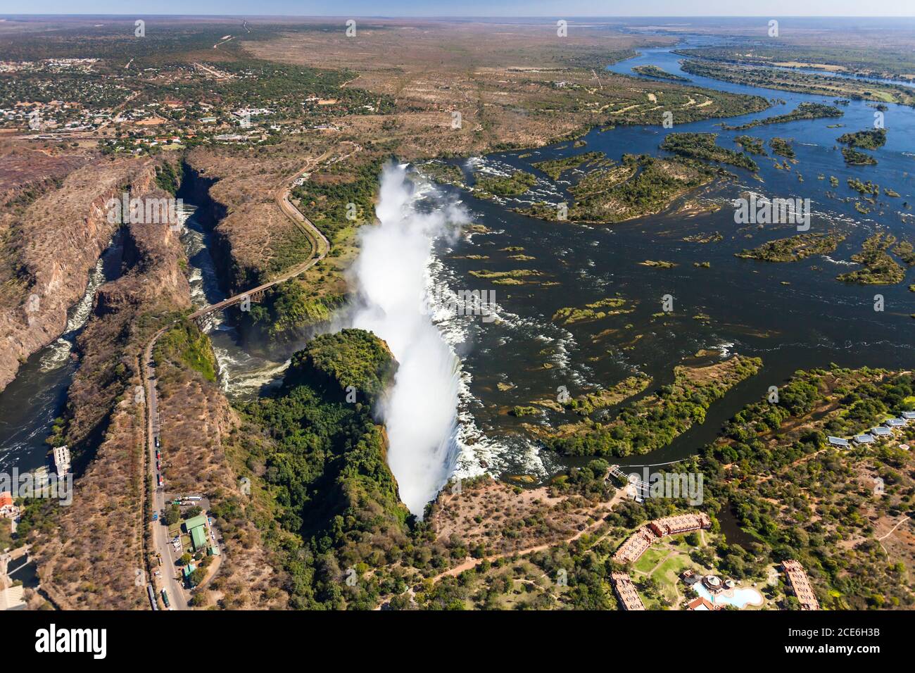 Victoria Falls and Zambezi River, Mosi-oa-Tunya, one of the world's ...