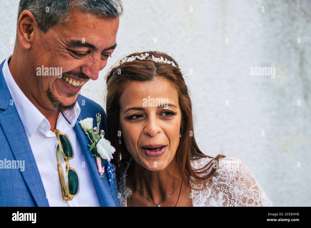 Reims France August 29, 2020 View of unidentified couple participating ...