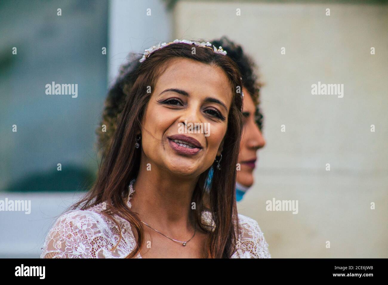 Reims France August 29, 2020 View of unidentified bride participating ...