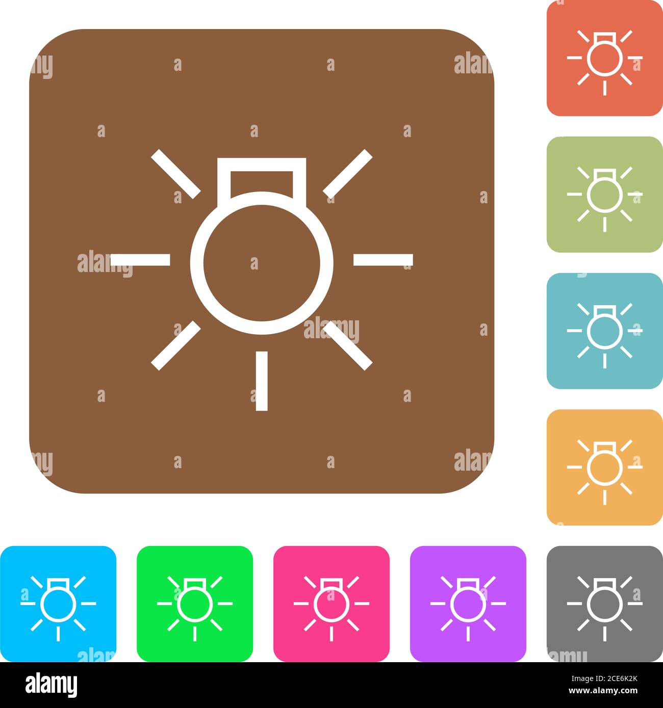 Car parking lights indicator flat icons on rounded square vivid color ...