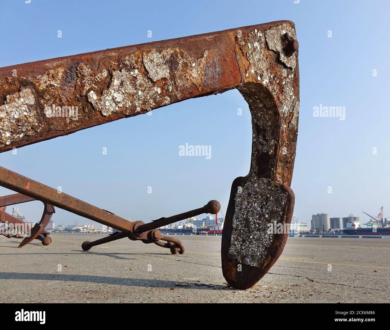 Large rusty buoy anchor encrusted with barnacles Stock Photo - Alamy