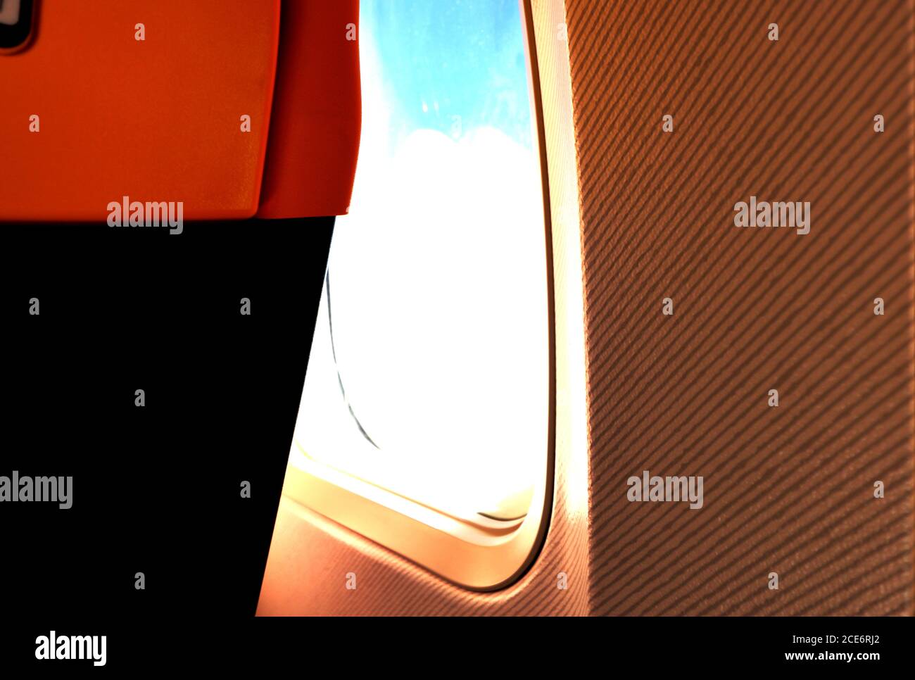 Airplane window and Seat - plane interior Stock Photo - Alamy