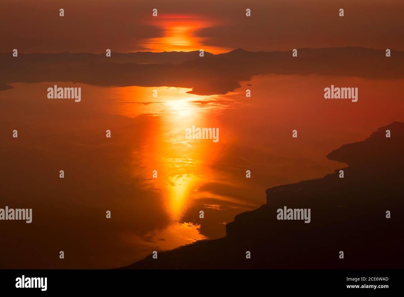 Aerial sunset, sunrise over sea, Athens, Greece Stock Photo - Alamy