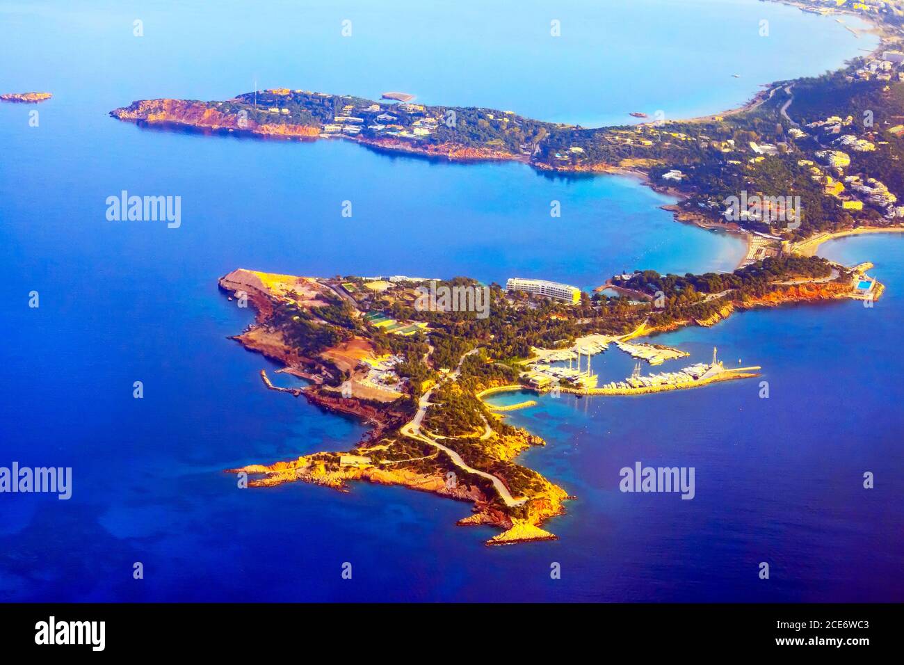 Aerial view of Athens, Greece shot from airplane Stock Photo - Alamy