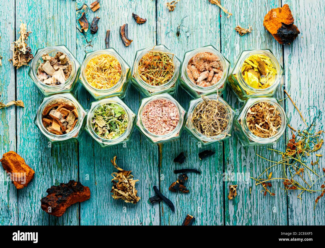 Large assortment of dried medicinal herbs,roots and bark.Set healing ...