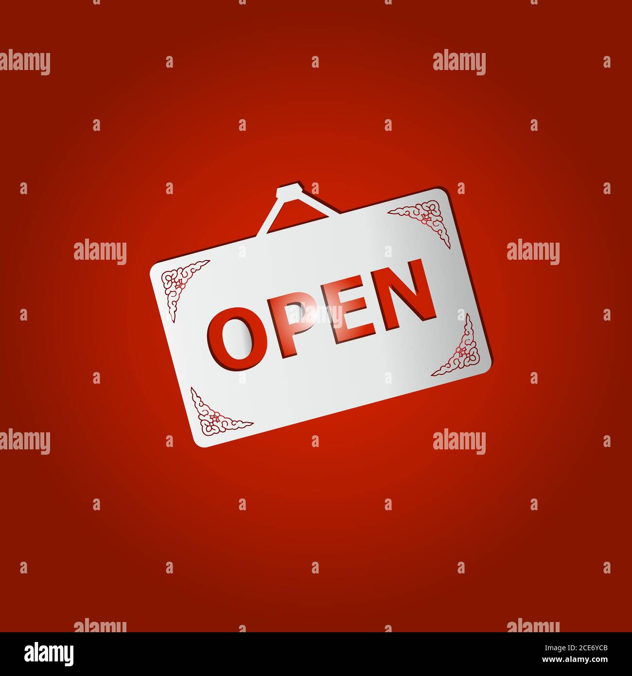 The Open Sign Label, The Chinese New Year Style Stock Vector Image ...