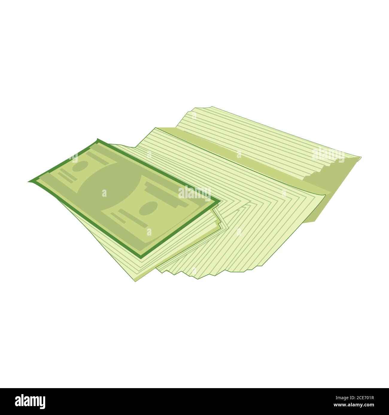 Green cash stack and fan, bundle paper dollar, investment and ...