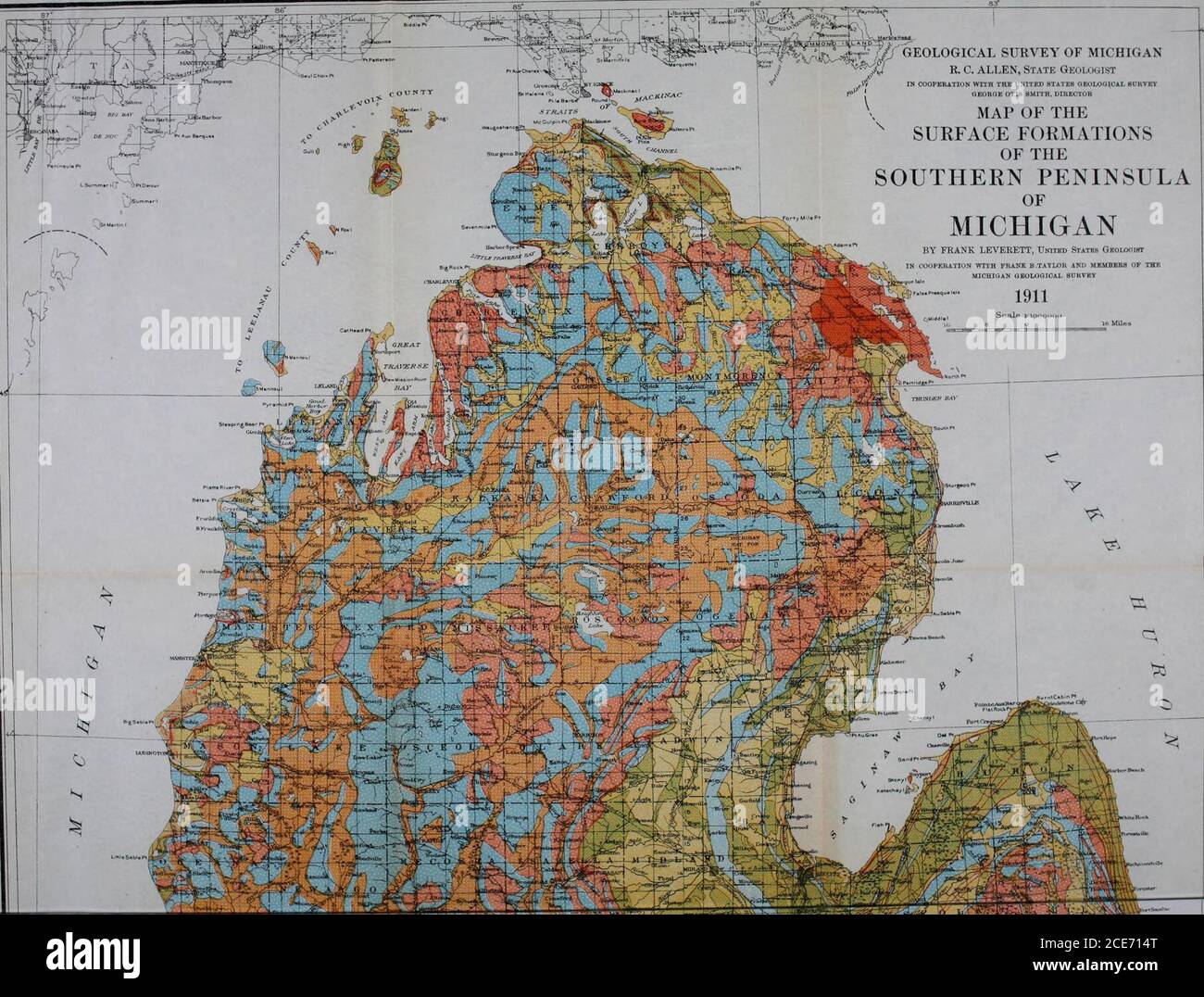 Alger county map hi-res stock photography and images - Alamy