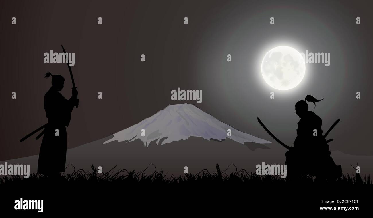 Japanese Samurai Fighting, Fujiyama Stock Vector Image & Art - Alamy