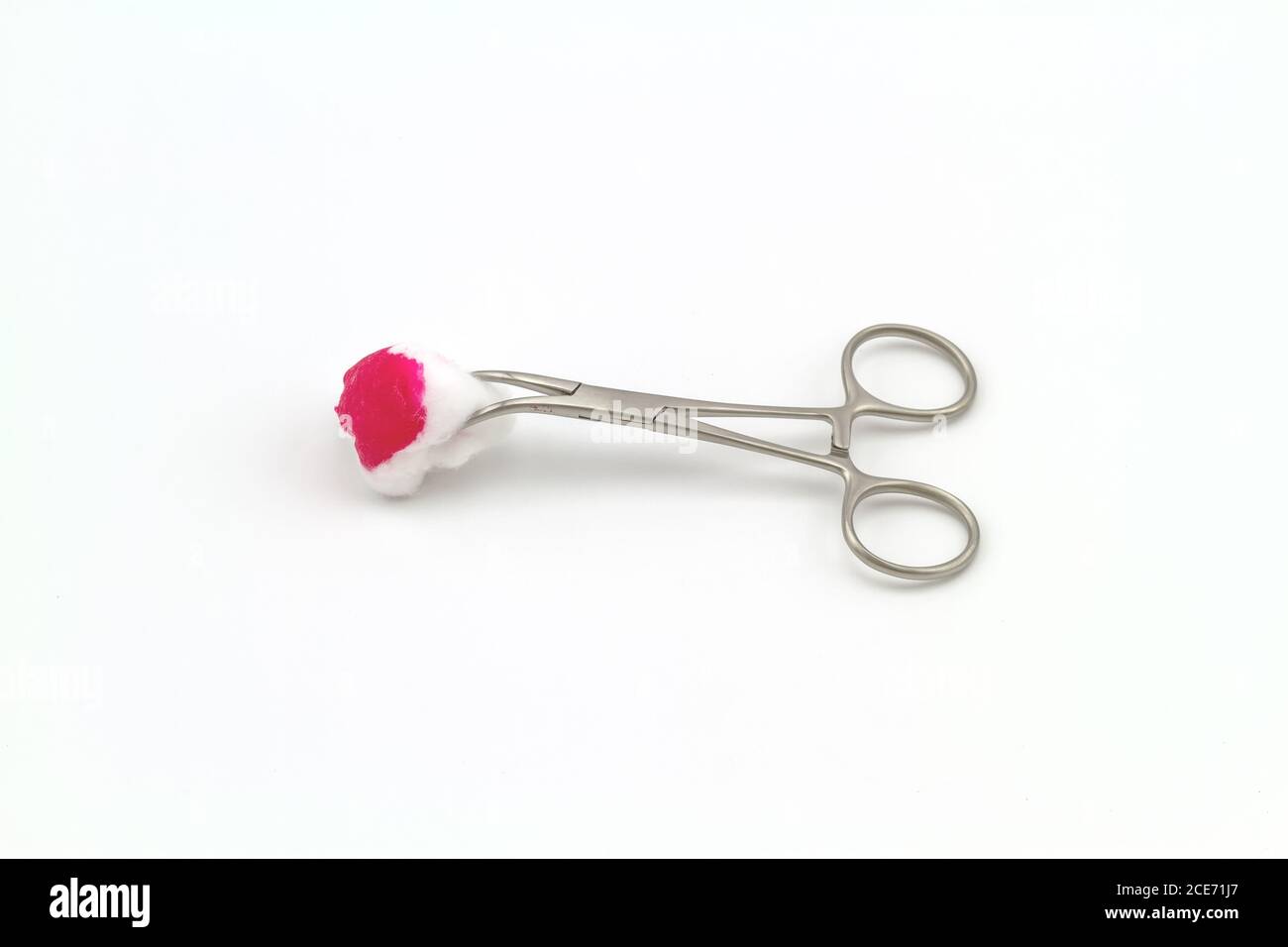 Surgical instrument (straight hemostat, sponge forceps) cotton wool and ...