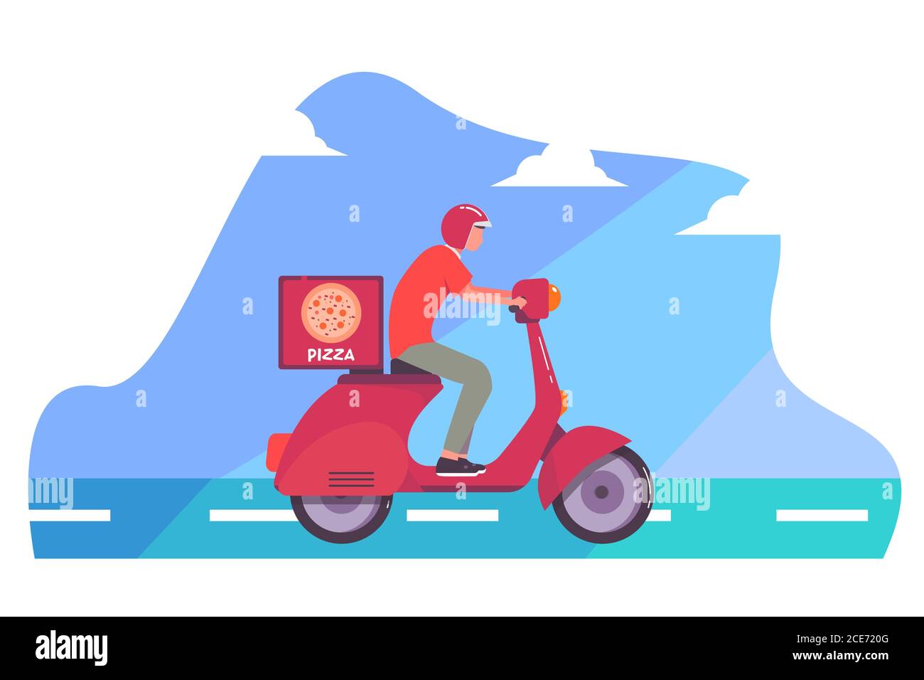 pizza delivery man. flat design illustration Stock Vector Image & Art ...