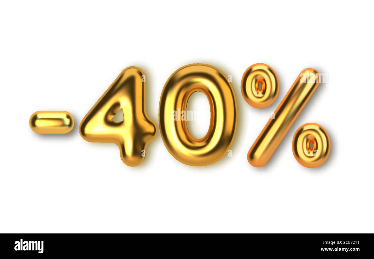 40 off discount promotion sale made of realistic 3d gold balloons ...