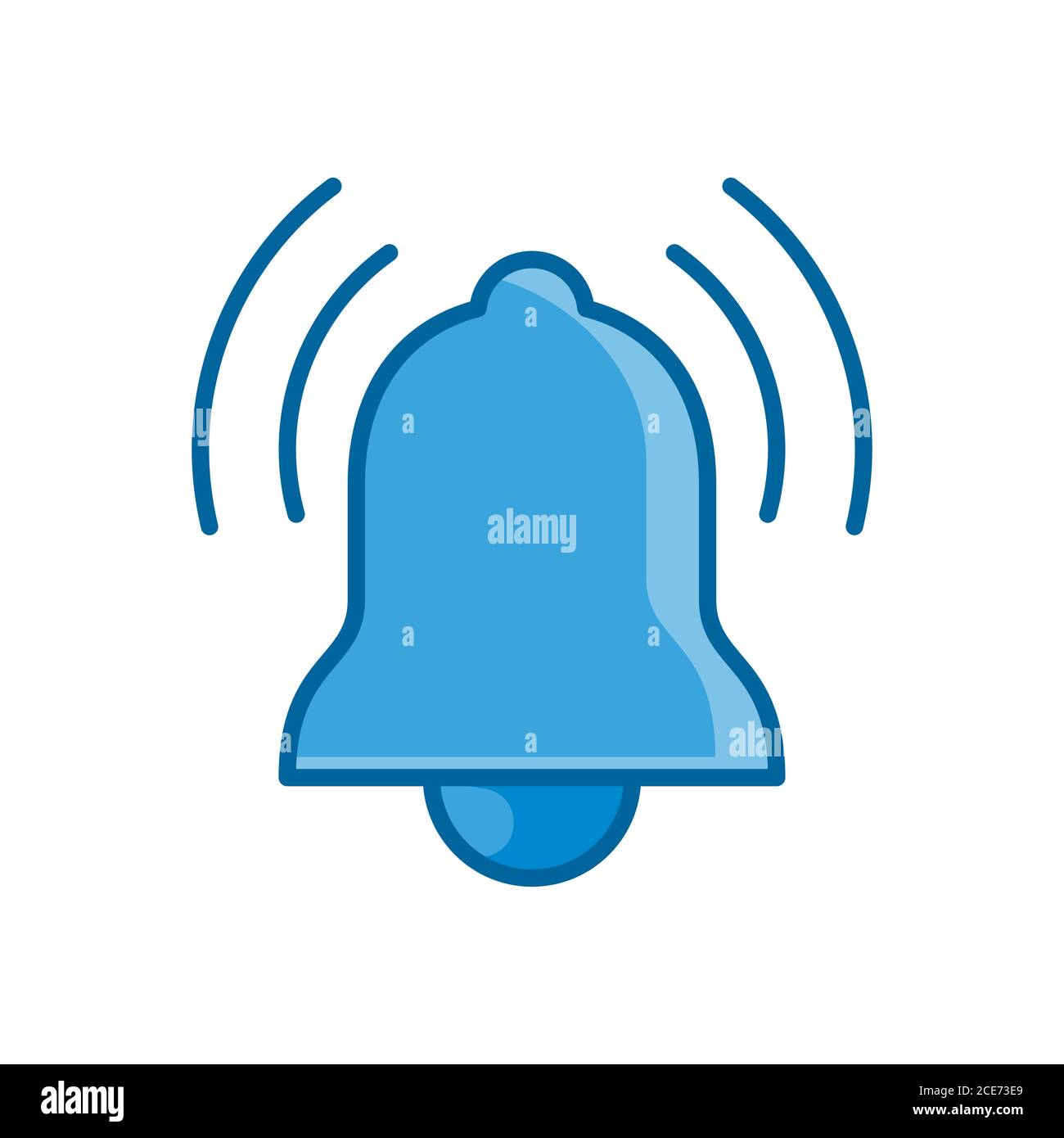 Bell blue flat Icon vector illustration isolated on white background ...