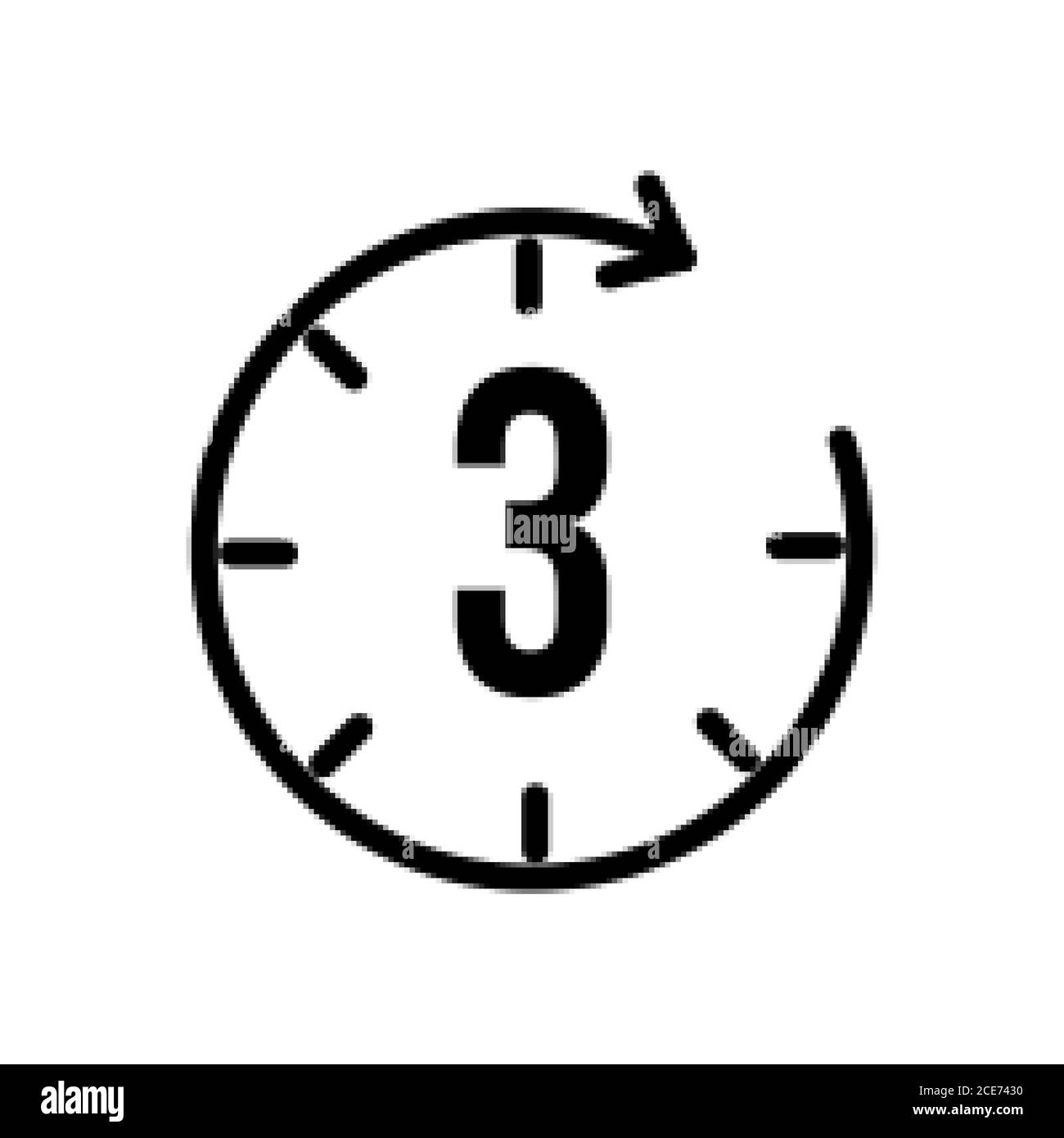 3 hour symbol icon vector illustration Isolated On white Background ...