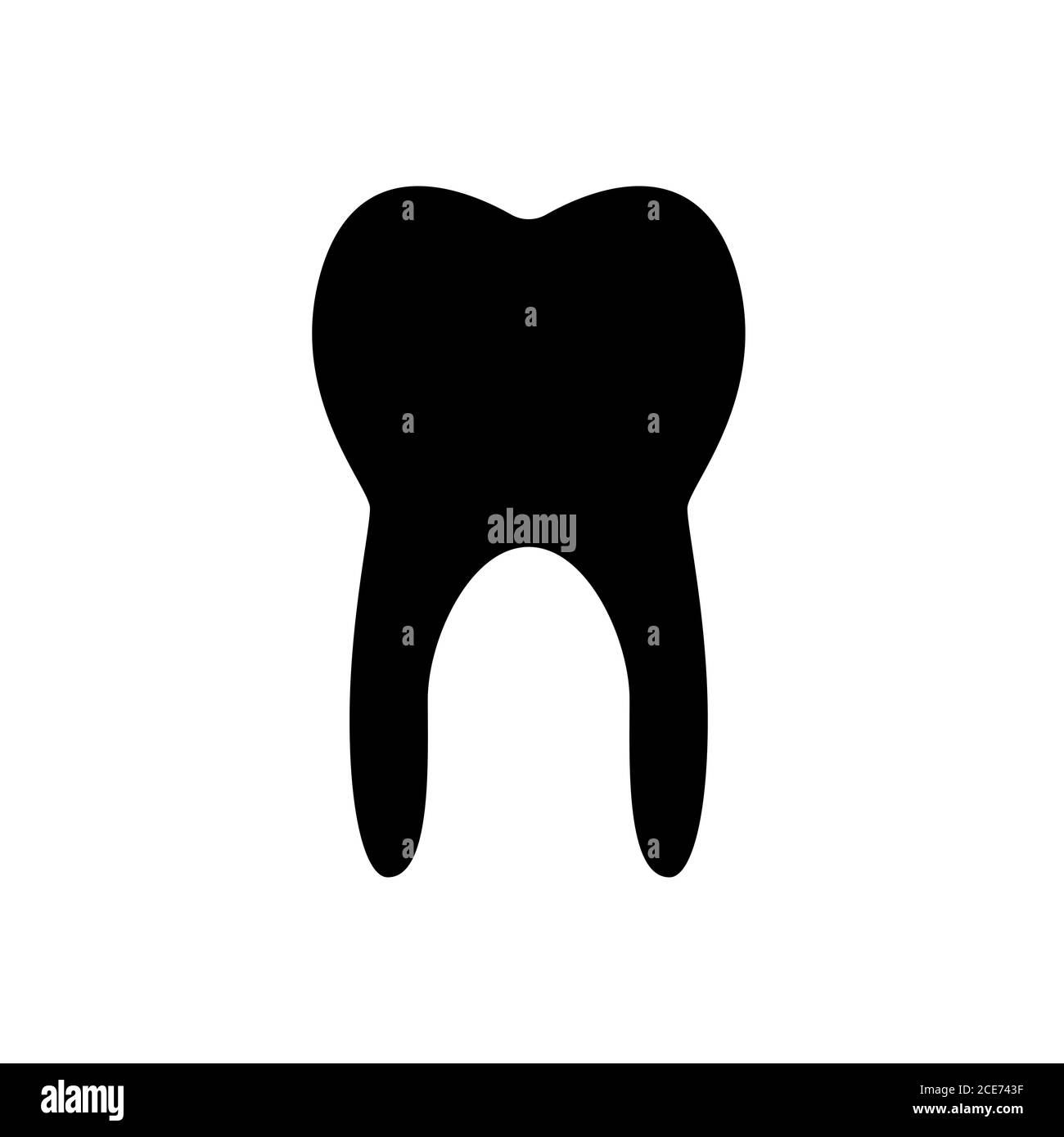 tooth dental symbol flat black line icon, Vector Illustration Stock ...