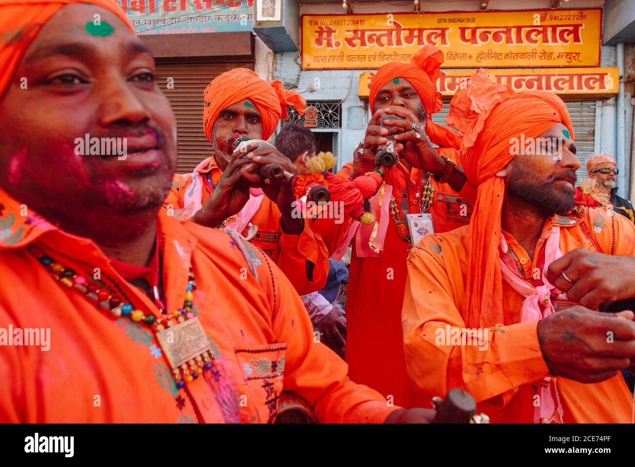 Indian musicians playing traditional instruments hi-res stock ...