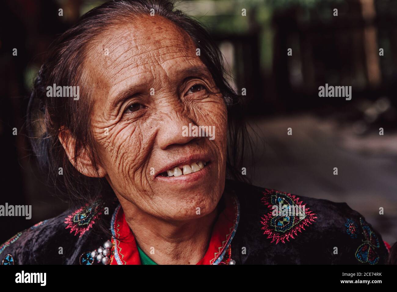 Thailand - August 17, 2010: Smiling senior Thai female with wrinkles ...