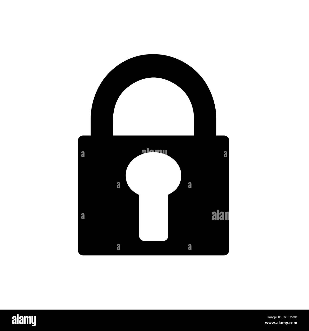 lock padlock, keyhole symbol flat black line icon, Vector Illustration ...