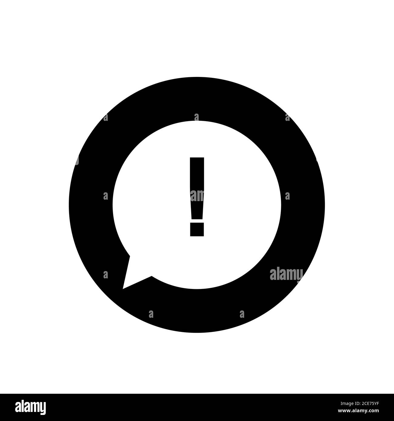 exclamation mark flat black icon vector illustration Stock Vector Image ...