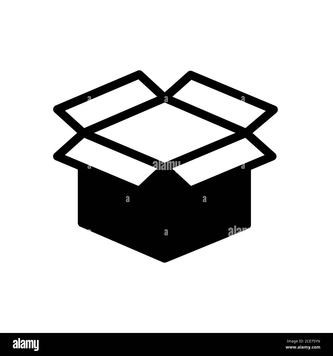 open box symbol flat black line icon, Vector Illustration Stock Vector ...
