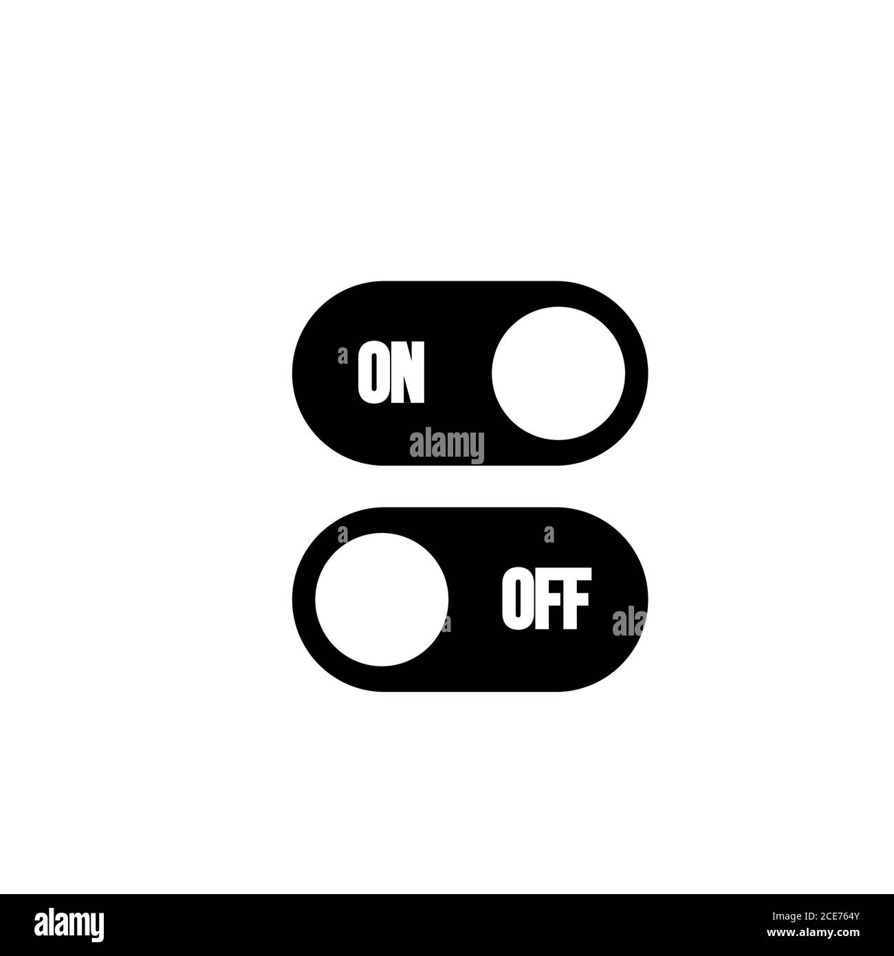 on and of button symbol flat black icon vector illustration Stock ...