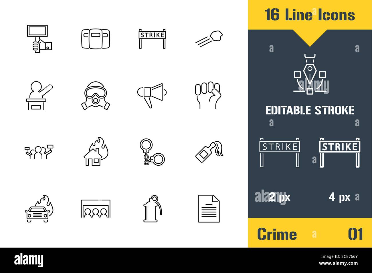 People Protest and Resist Police. Thin line icon - Outline flat vector ...