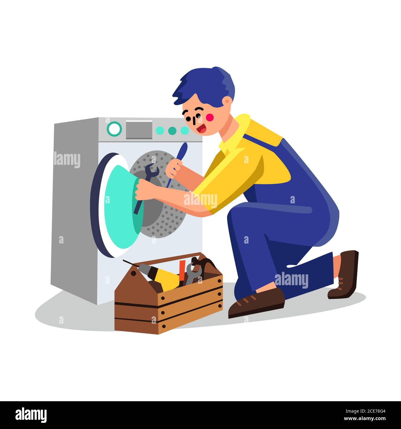 Washing Machine Service Plumber Repair Vector Stock Vector Image & Art ...