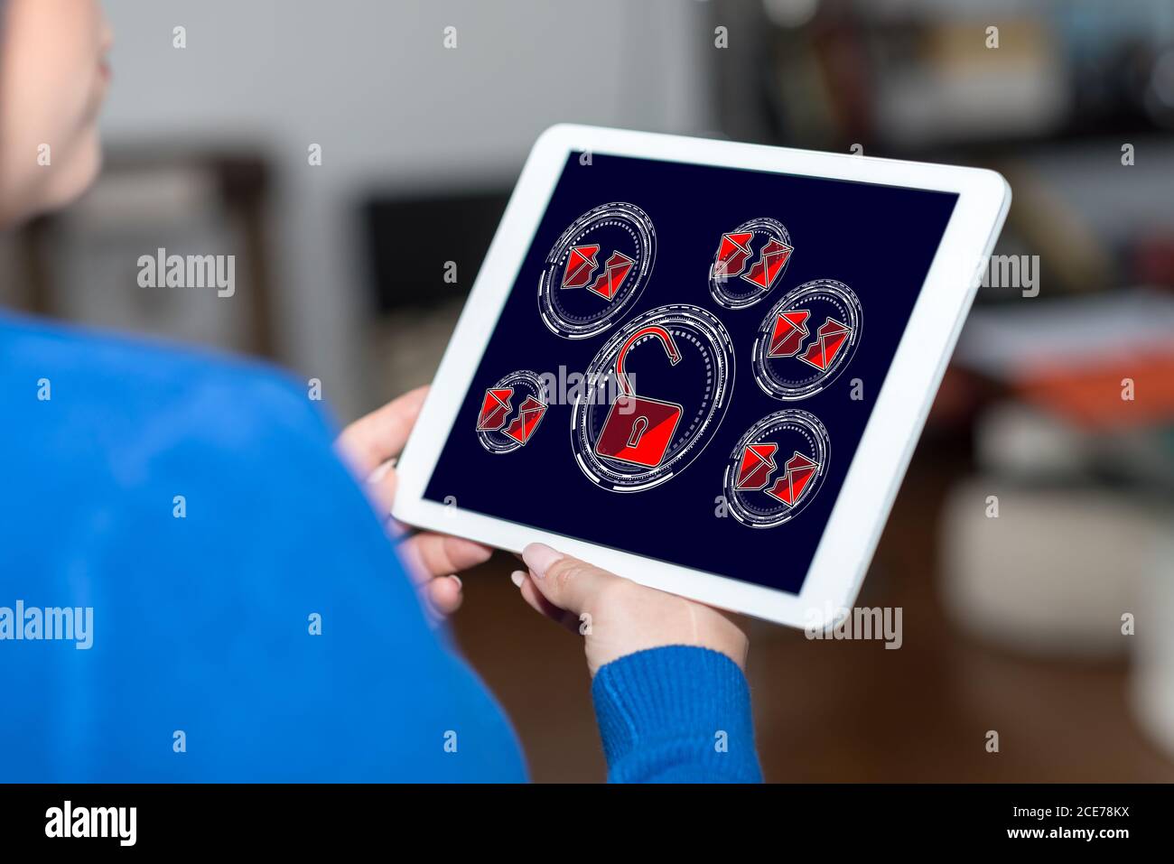 Tablet screen displaying a spam concept Stock Photo - Alamy
