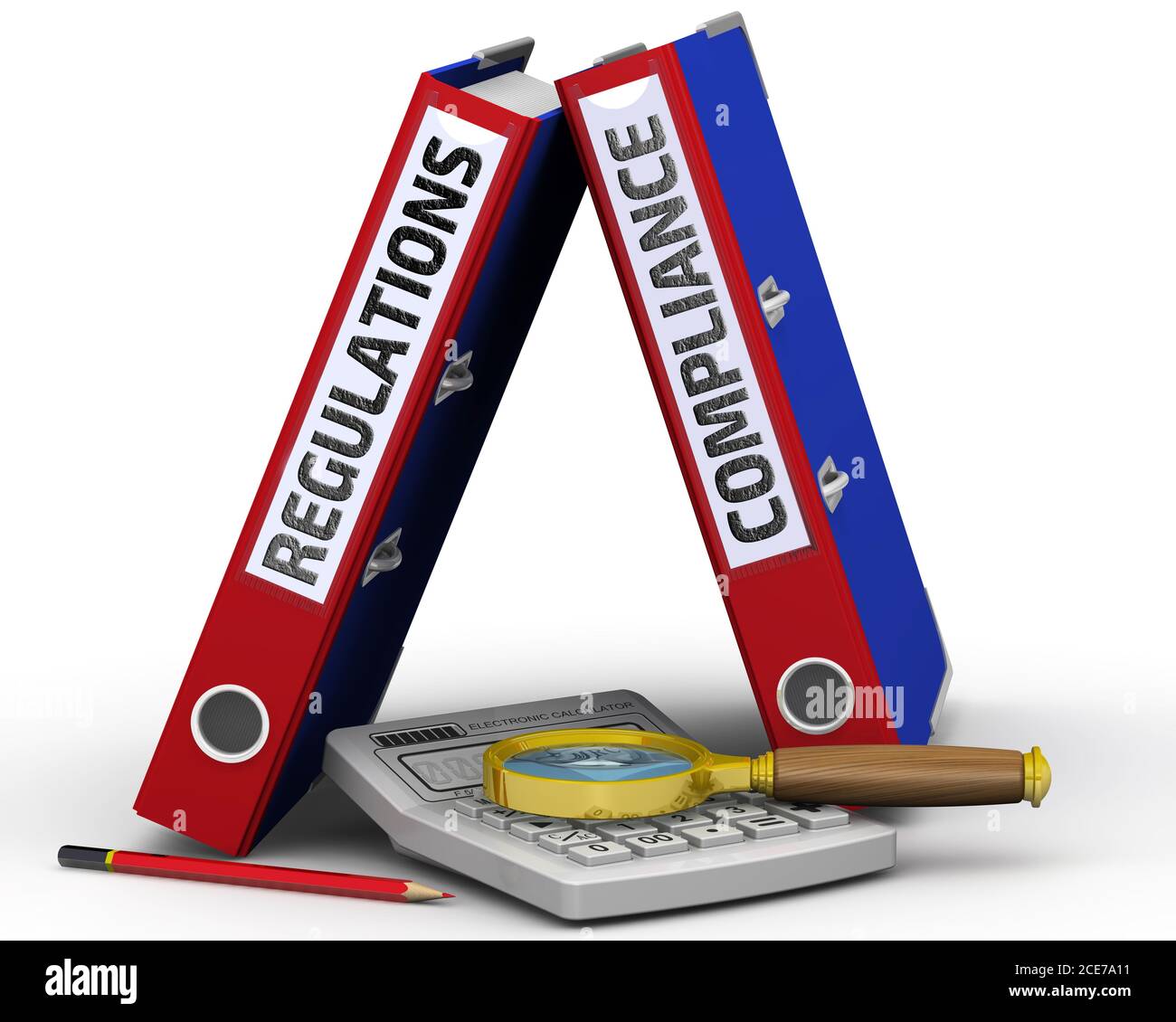 Regulations compliance. Two binders with the words REGULATION and ...