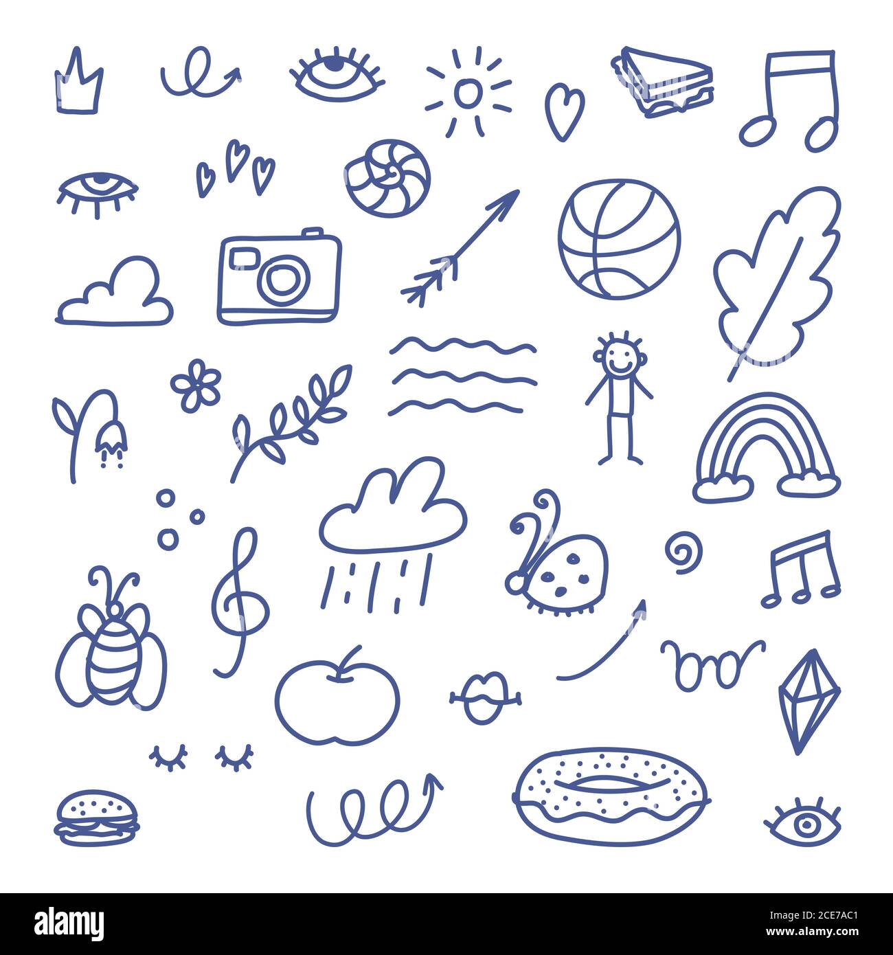 Doodle elements. Highlight marker text shape. Vector hand drawn cute ...