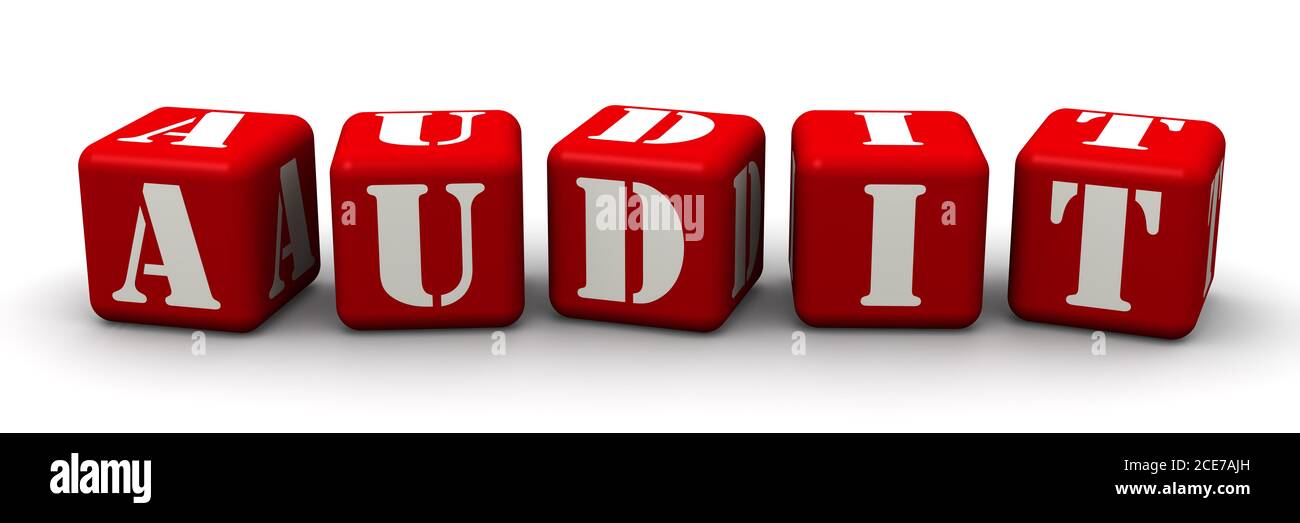 Audit. Word composed from red cubes. The word AUDIT is made with red ...