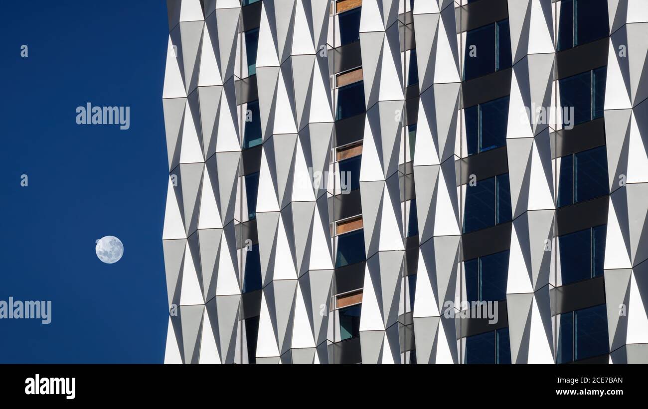 modern building with moon Stock Photo - Alamy