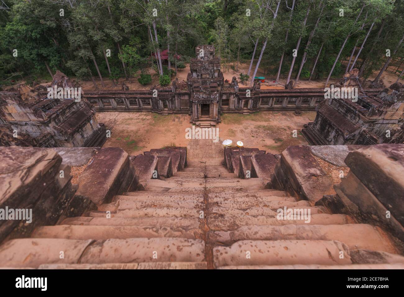 Weathered exterior of historic Angkor Wat complex in Cambodia Stock ...