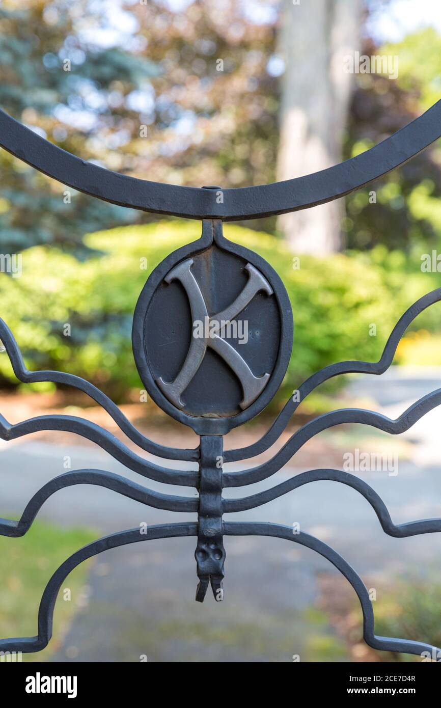 Caption Bangor, USA - 27th August 2014: Detail of the gate of the house ...