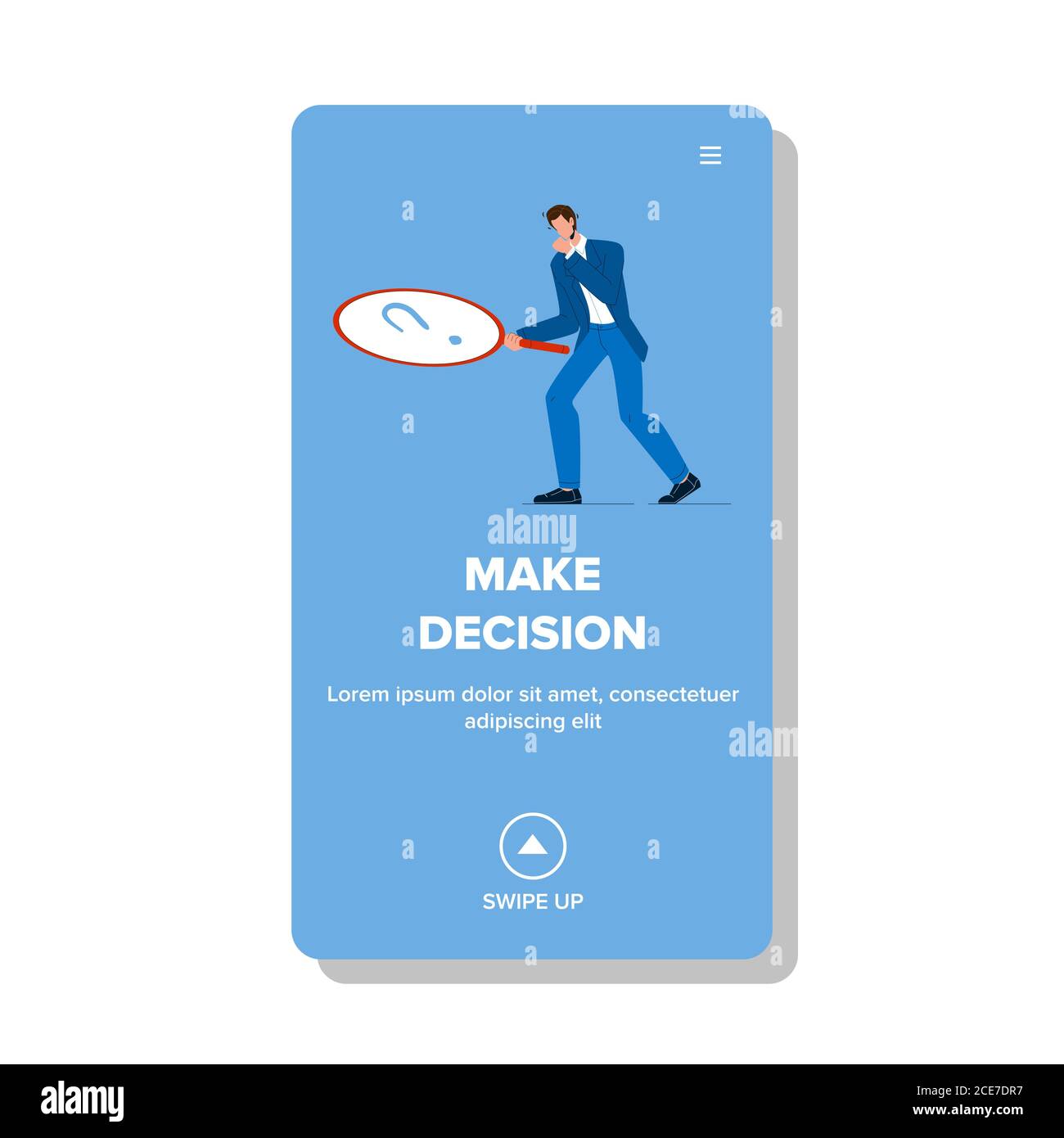 Make Decision Businessman With Magnifier Vector Stock Vector Image ...