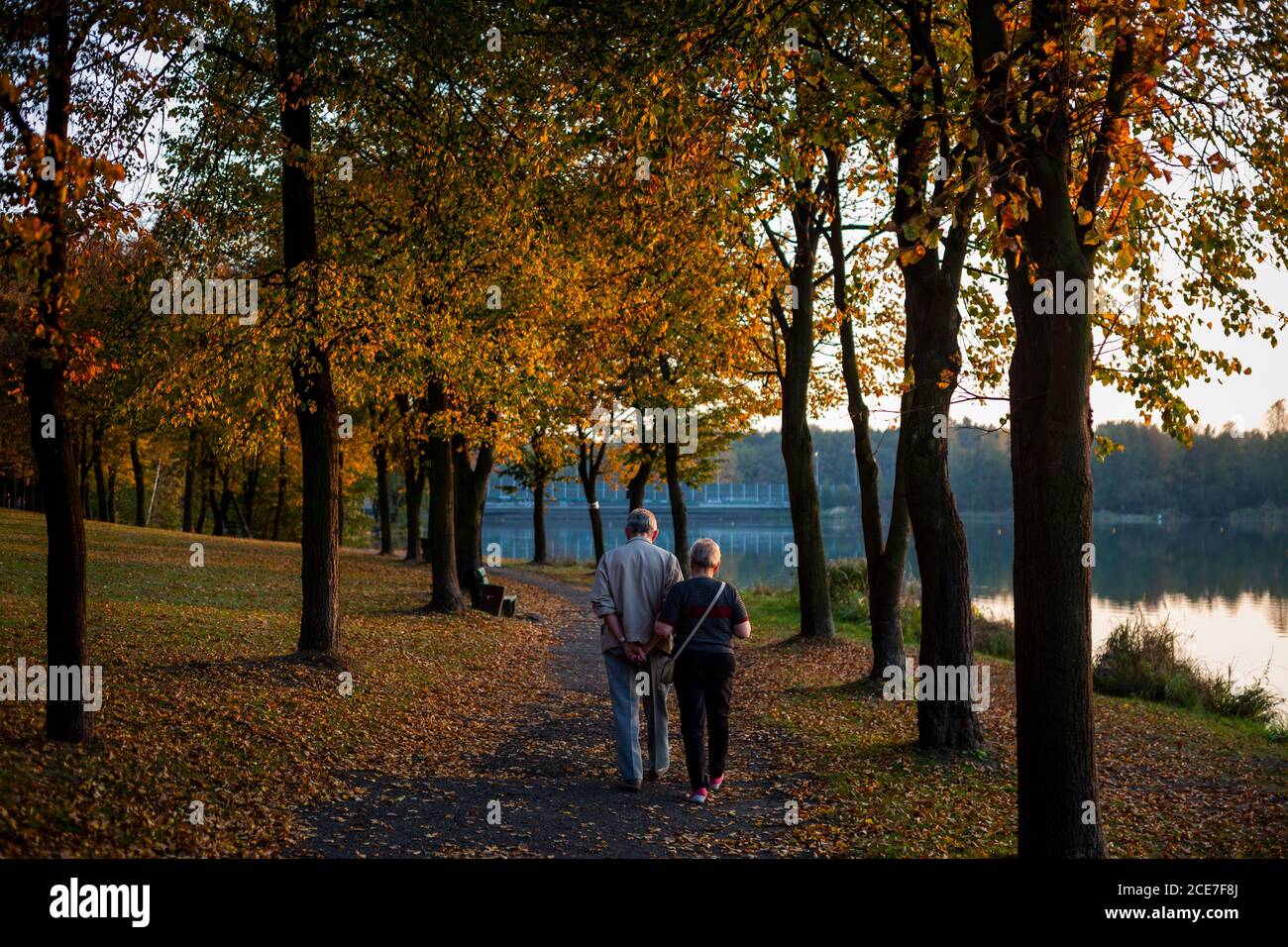 Katowice, Poland. 12th October, 2018. A old couple is seen walking in ...