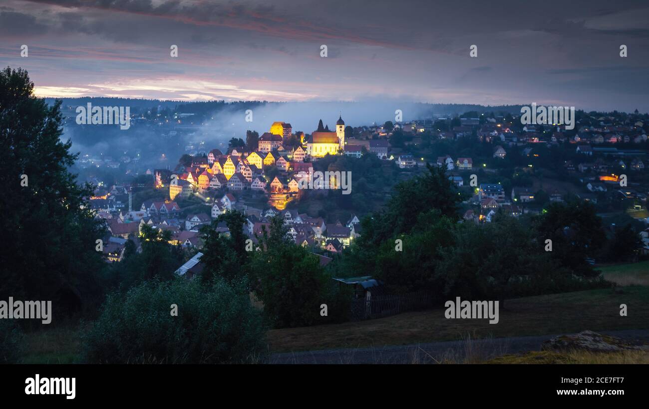 view to Altensteig Germany by night Stock Photo - Alamy