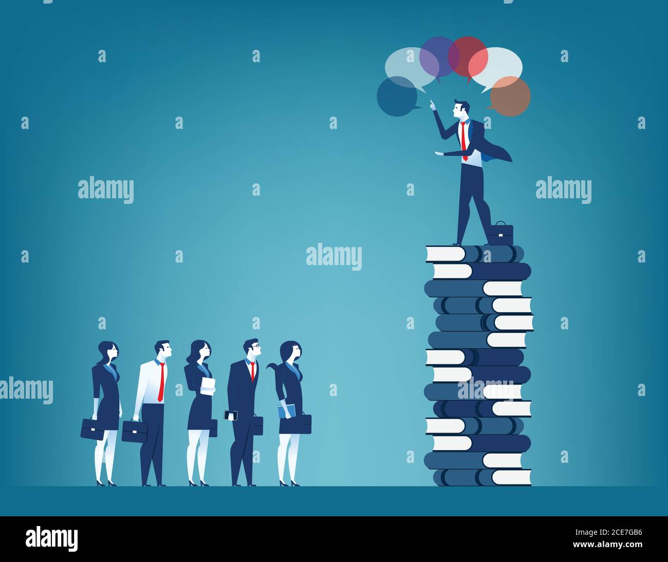 Manager speaking to group of people. Concept business illustration ...