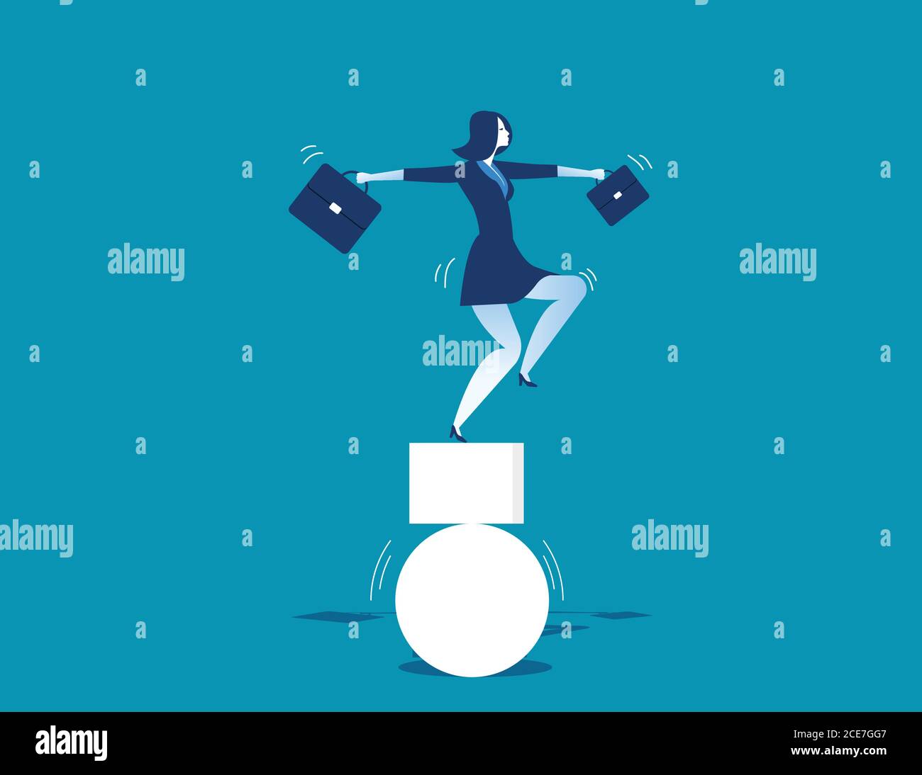 Businesswoman and unbalanced. Concept business illustration Stock ...