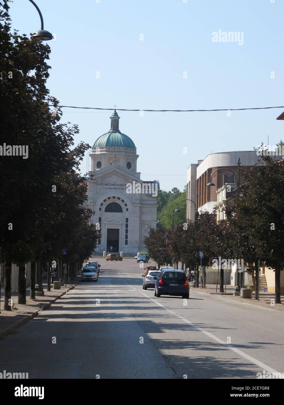 Predappio, Italy. 12th Aug, 2020. The church of S. Antonio in a central ...