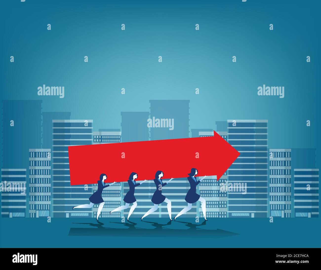 Businesswoman carrying arrow sign . Concept business illustration Stock ...