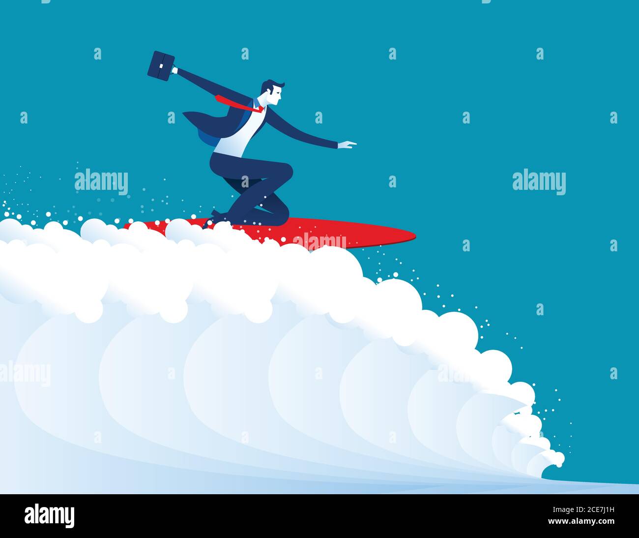 illustration of businessmen surfing. Concept business. Vector Stock ...