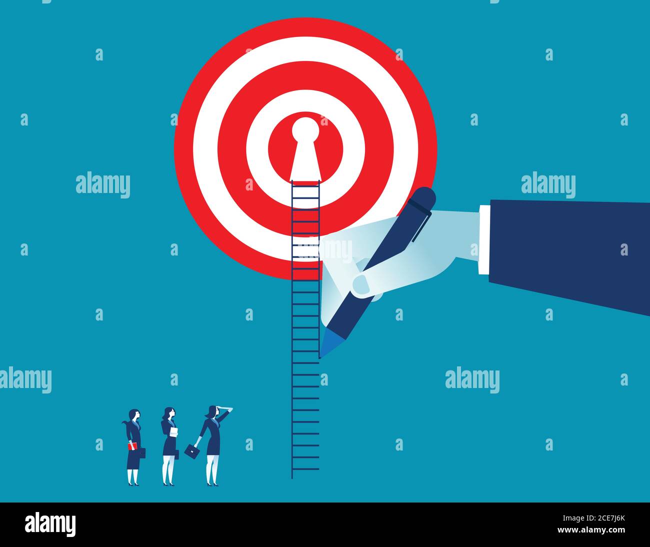 Hand draw way up for businesswoman to success. Concept business ...