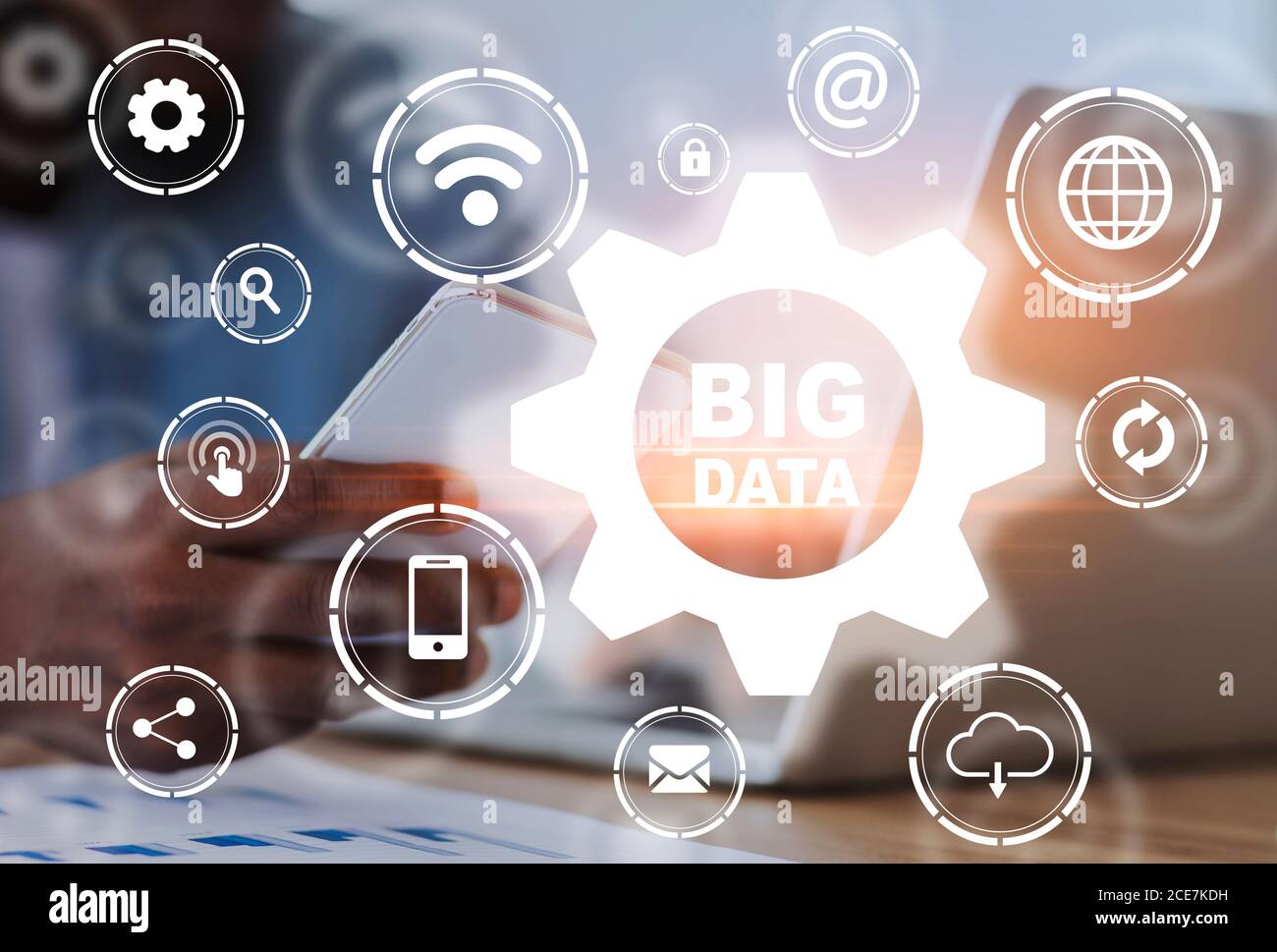 Information Storage Systems. Big Data Inscription In Gear Sign And ...