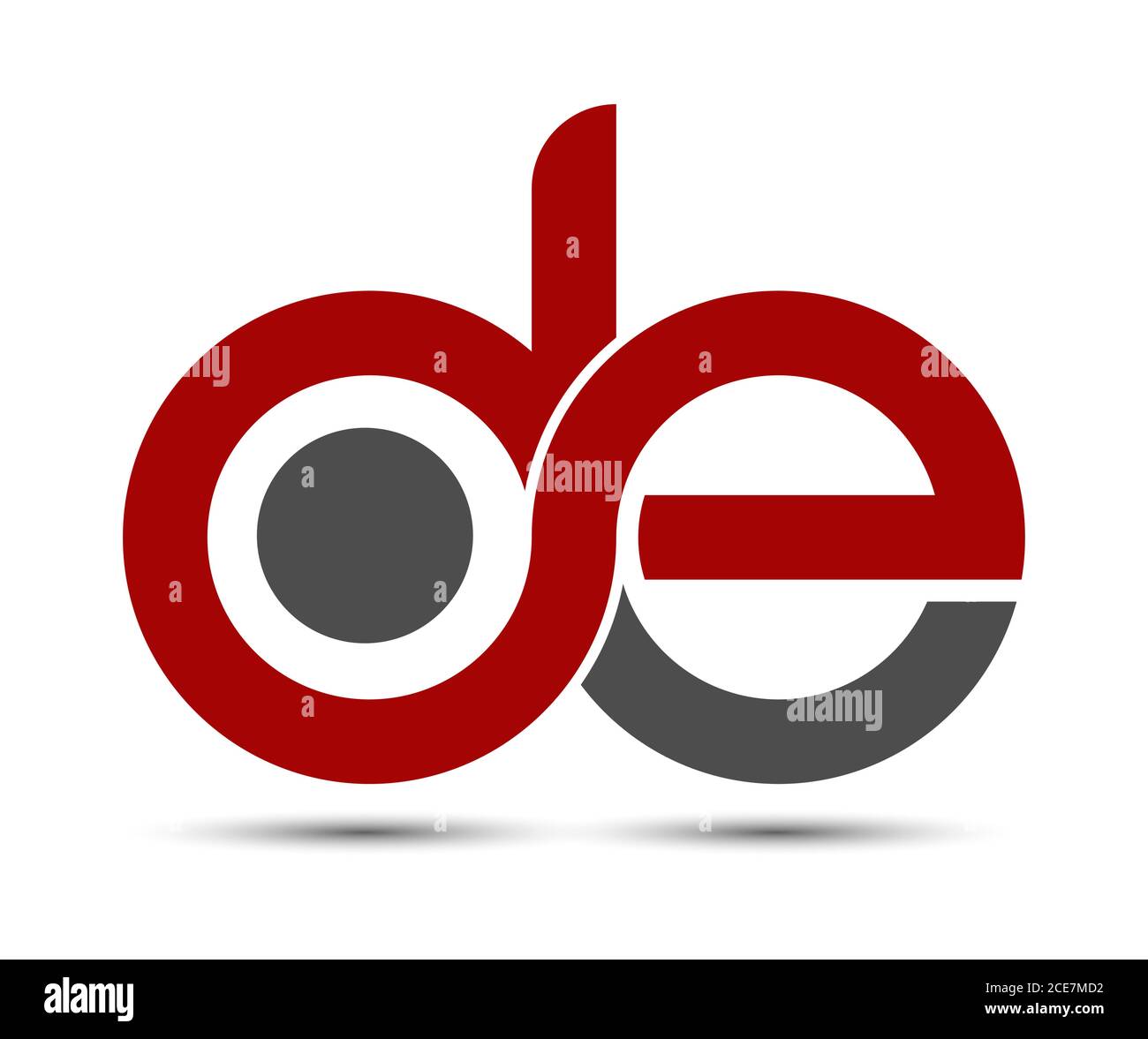 Stylized lowercase letters D and E are linked by a single line for a ...