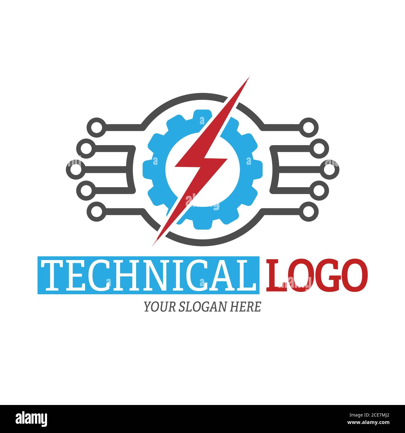 Technical logo template. Color vector illustration for logo, sticker or ...