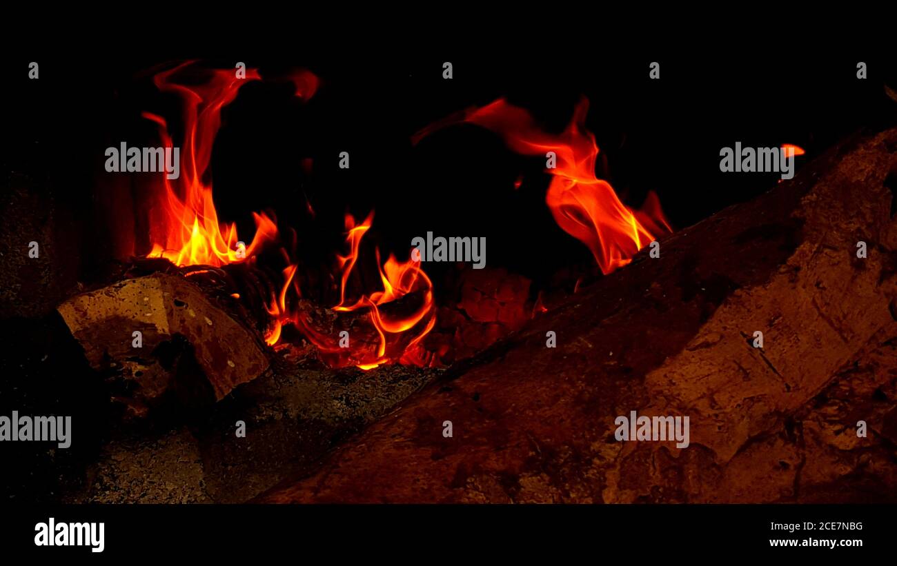 High angle shot of a burning fire Stock Photo - Alamy